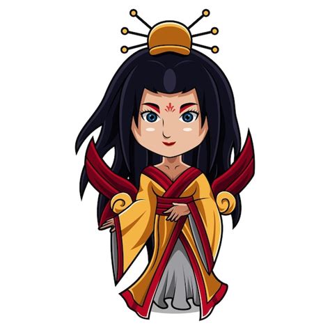 Design De Logotipo De Mascote Ameterasu Chibi Vetor Premium