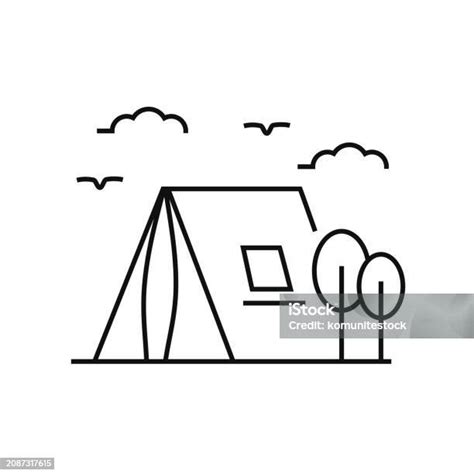 캠핑 텐트 라인 아이콘 벡터 일러스트 레이 션 로고 모바일 앱 웹사이트 Ui Ux 기호 기호에 대한 아이콘 디자인 0명에 대한 스톡 벡터 아트 및 기타 이미지 Istock