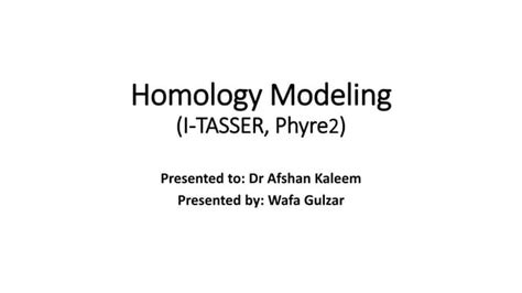 Homology Modellingpptx Chemistry Science