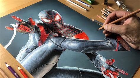 Drawing Spider Man Miles Morales Time Lapse Real Time ARTOLOGY YouTube