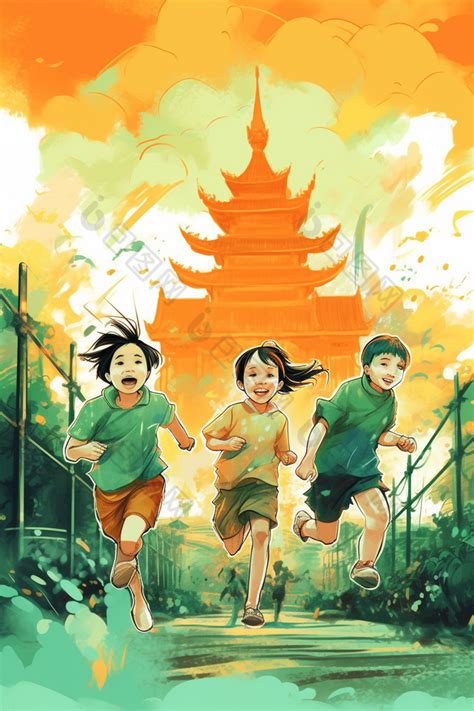 美好童年儿童插画图片 包图网
