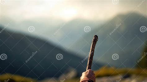 A Person Holding A Stick In The Air Ai Stock Illustration
