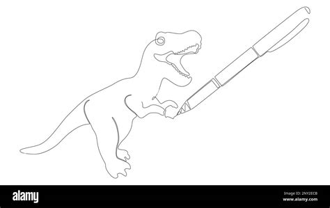 One Continuous Line Of Tyrannosaurus Rex Drawn With A Pencil Felt Tip