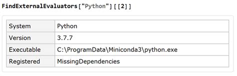 External Calls Missing Dependencies For Python In Conda In Mma In Windows