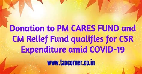 Donation To Pm Cares Fund And Cm Relief Fund Qualifies For Csr