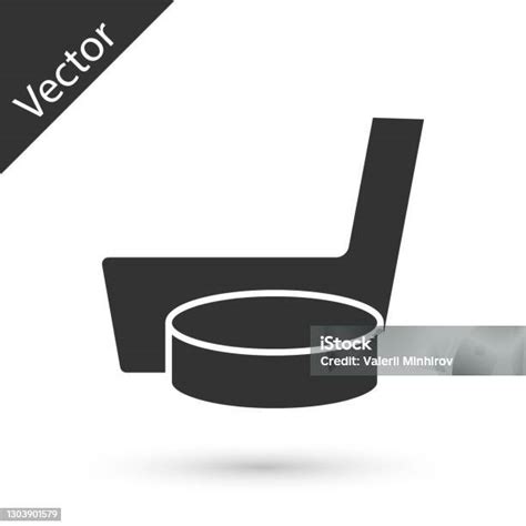 회색 아이스 하키 스틱과 퍽 아이콘은 흰색 배경에 고립 벡터 Championship에 대한 스톡 벡터 아트 및 기타 이미지 Championship 겨울 겨울 스포츠