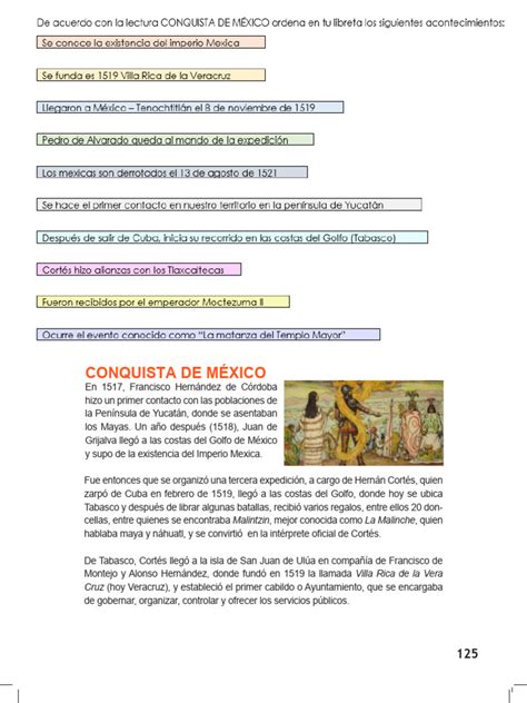 Actividad Conquista De México Pdf Hernán Cortés Nueva España