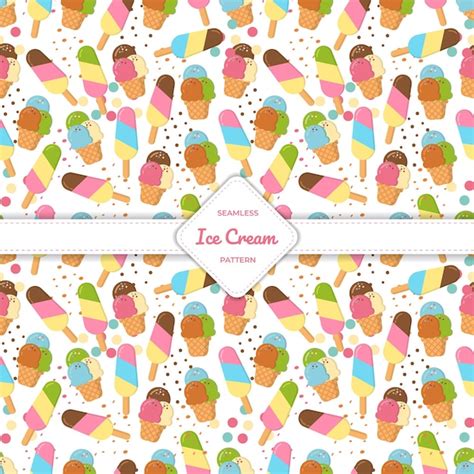 Premium Vector Seamless Pattern Ice Cream Cone Cup And Stick