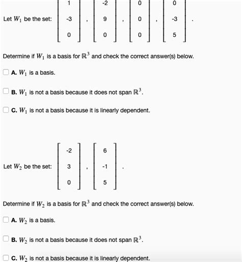 Solved Let W Be The Set Determine If W Is A Basis For R Chegg Com