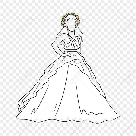 긴 머리 추상 라인 일러스트 드로잉 웨딩 캐릭터레이디드레스 Png 일러스트 무료 다운로드 Lovepik