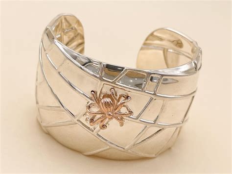 Tiffany And Co Vintage Spider Sterling Silver And 18k Cuff Bracelet