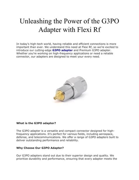 Ppt Unleashing The Power Of The G3po Adapter With Flexi Rf Powerpoint Presentation Id13488215
