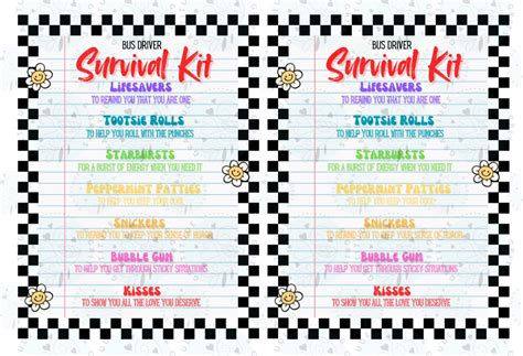 Bus Driver Survival Kit Printable Etsy
