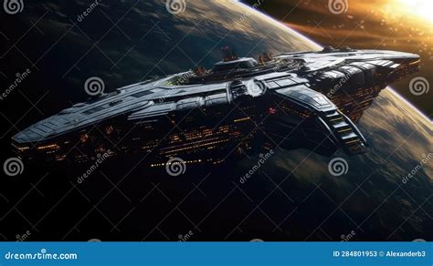 Battleship In Space Captivating Image Of Intergalactic Conflict In