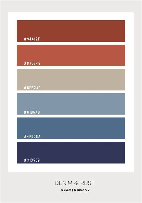 denim blue and rust colour scheme for retro bedroom rust color