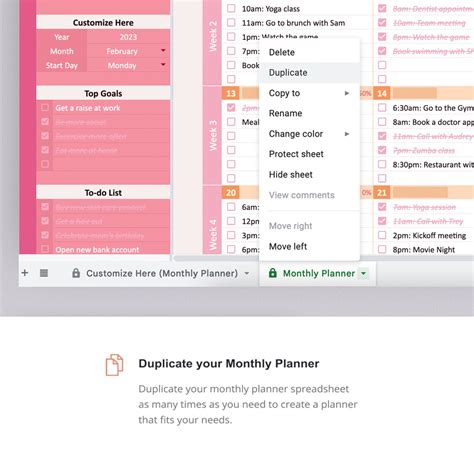 Girly Planner Google Sheet Planner Spreadsheet Undated Planner Aesthetic Minimalist Planner Pink