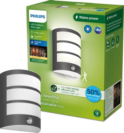 Philips Python Wandlamp Ultra Efficient Antraciet Met Sensor