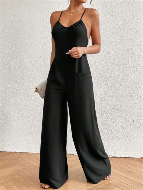 Shein Vcay Crisscross Backless Wide Leg Cami Jumpsuit Shein Usa
