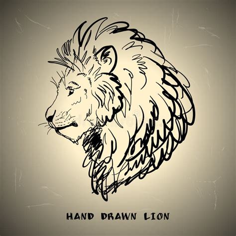 Dessin De Croquis De Lion Sur Le Fond Blanc Illustration De Vecteur
