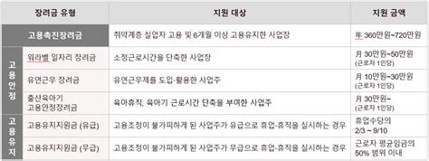 정부지원금 제도 고용장려금