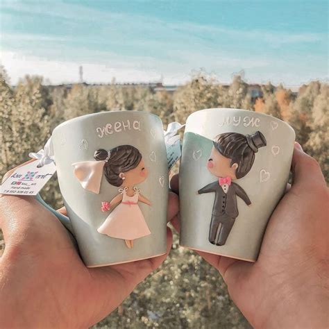 КСЕНИЯ ТВОРЮ 💫 on Instagram: “Парные свадебные кружечки 👰🏻🤵🏻 ...
