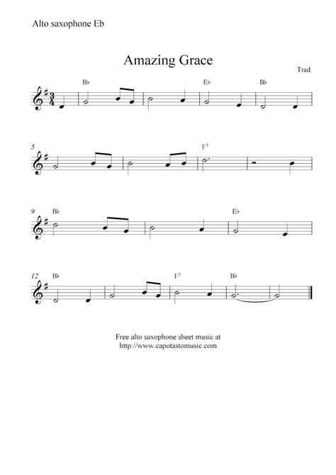 Easy Sheet Music For Beginners Amazing Grace Free Alto Saxophone Sheet Music Notes