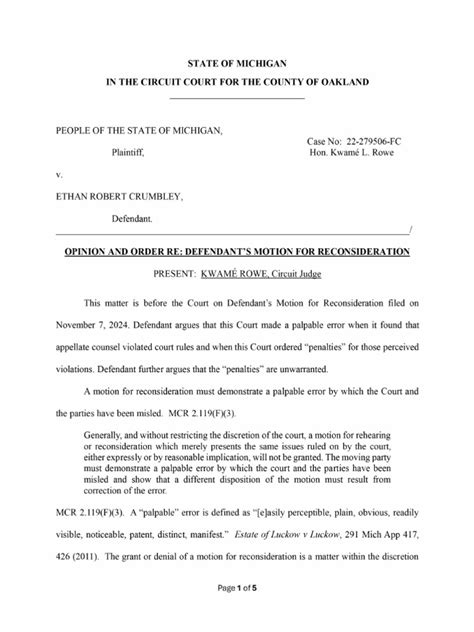 Denial For Motion Of Reconsideration For Extended Brief Pdf