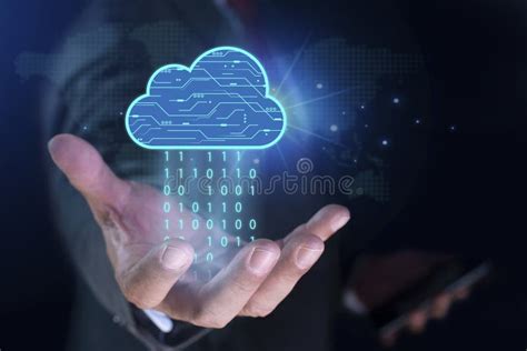 businessman hold cloud computing icon and connect to cloud data