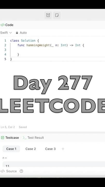 Day 277 Leetcode Problem 191 Swift Daily Challenge Swiftui