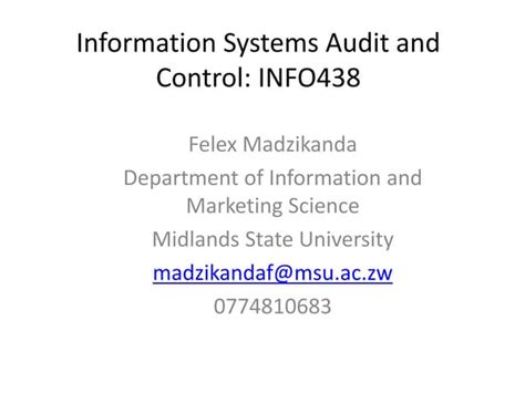 Information Systems Audit N Control Introduction Ppt