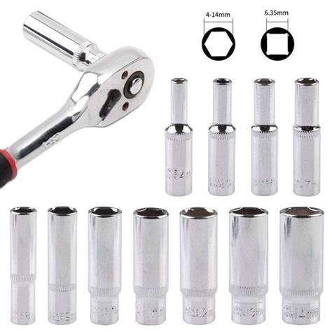 14 Inch 4 14mm Hex Socket Wrench Heads Impact Socket Ratchet Tool Deep