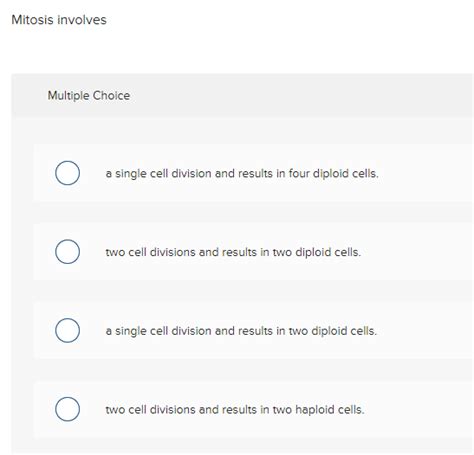 Solved Mitosis Involves Multiple Choice A Single Cell