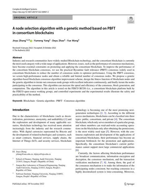 Pdf A Node Selection Algorithm With A Genetic Method Based On Pbft In