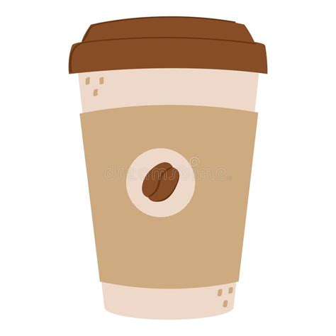 Cute Cartoon Style Takeaway Coffee In Paper Cup Stock Vector
