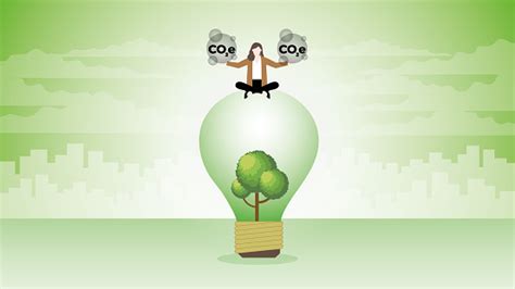 한 사업가가 나무 전구에 앉아 Co2e 가스를 들고 있다 탄소 배출 Esg 아이디어 환경 정책 녹색 비즈니스 친환경 지속 가능성