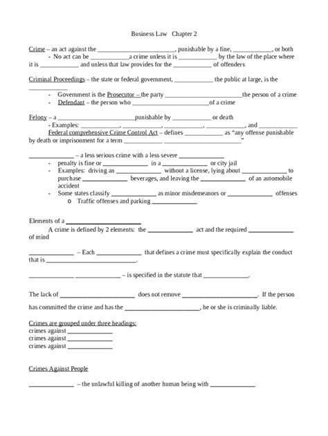Business Lawchapter 2 Doc Template Pdffiller