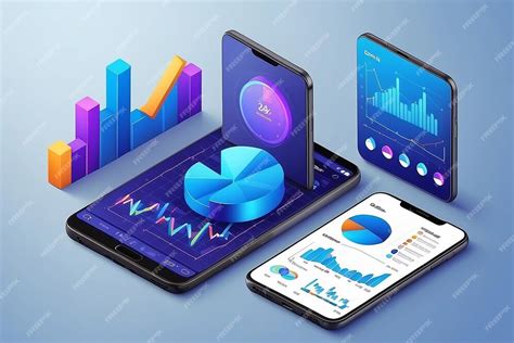 Premium Ai Image Online Statistics And Data Analytics Isometric Application Business Graph And