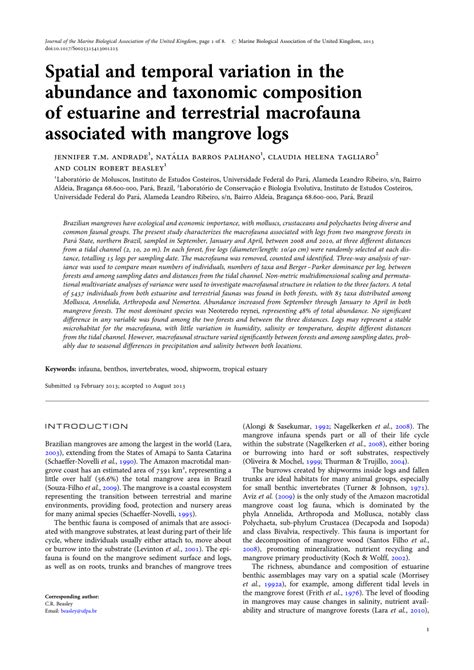 Pdf Spatial And Temporal Variation In The Abundance And Taxonomic