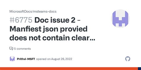 Doc Issue 2 Manfiest Json Provied Does Not Contain Clear Information · Issue 6775