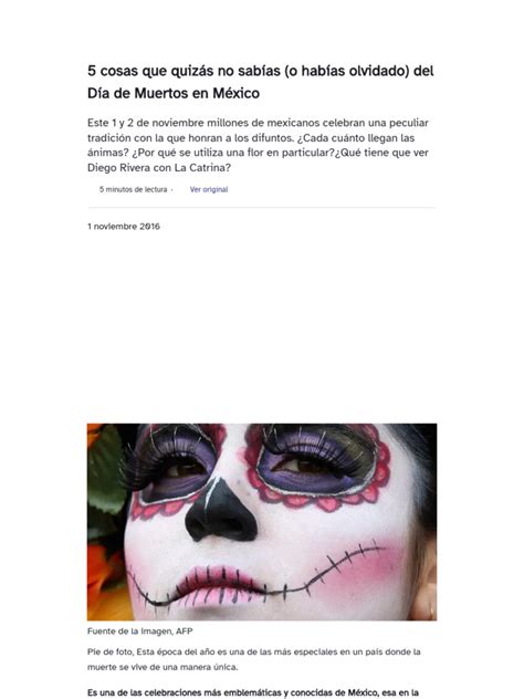 5 Cosas Que Quizás No Sabías O Habías Olvidado Del Día De Muertos En