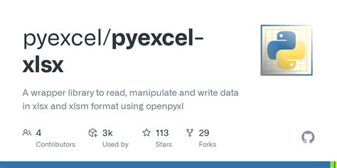 Github Pyexcelpyexcel Xlsx A Wrapper Library To Read Manipulate And Write Data In Xlsx And