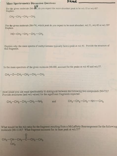 Solved Mass Spectrometry Questionscan Anyone Explain This To