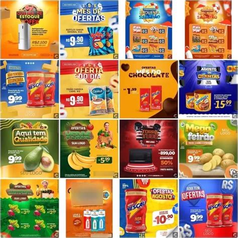 Pack Supermercado 150 Artes Cartaz panfleto encarte Em Psd à venda em