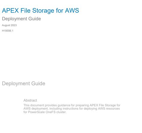 Apex File Storage For Aws Deployment Guide Dell Technologies Info Hub