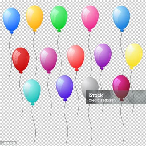 투명 한 배경에 다채로운 현실적인 헬륨 풍선 세트 고무에 대한 스톡 벡터 아트 및 기타 이미지 고무 공휴일 기념일 Istock