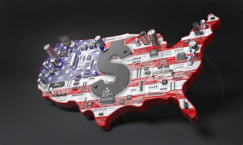 전자화폐 미국 모양의 전자 인쇄판과 달러 기호 형태의 칩 3d 일러스트레이션 0명에 대한 스톡 사진 및 기타 이미지 0명