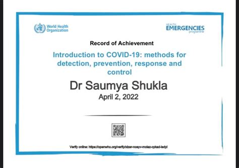 Saumya Shukla On Linkedin Health Emergencies Program