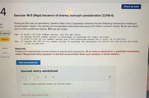 solved check my work 4 exercise 18 5 algo issuance of