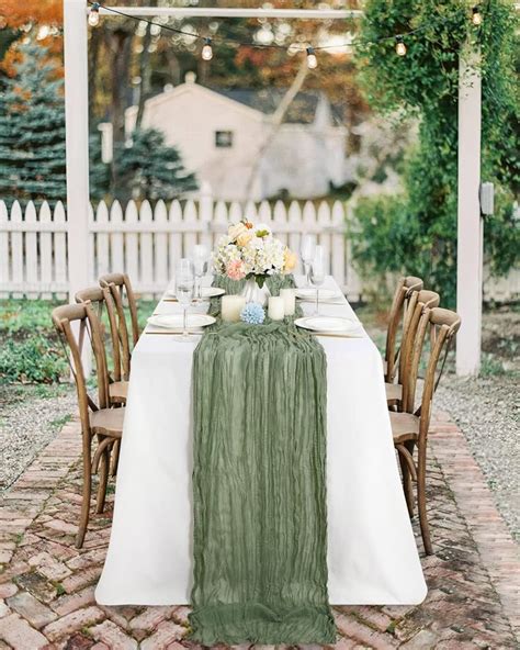 Sage Green Cheesecloth Table Runner 5 Pack 10Ft Boho Gauze Table Runner