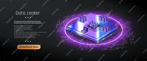 Premium Vector Futuristic Microchip Processor With Lights On The Blue Background Quantum